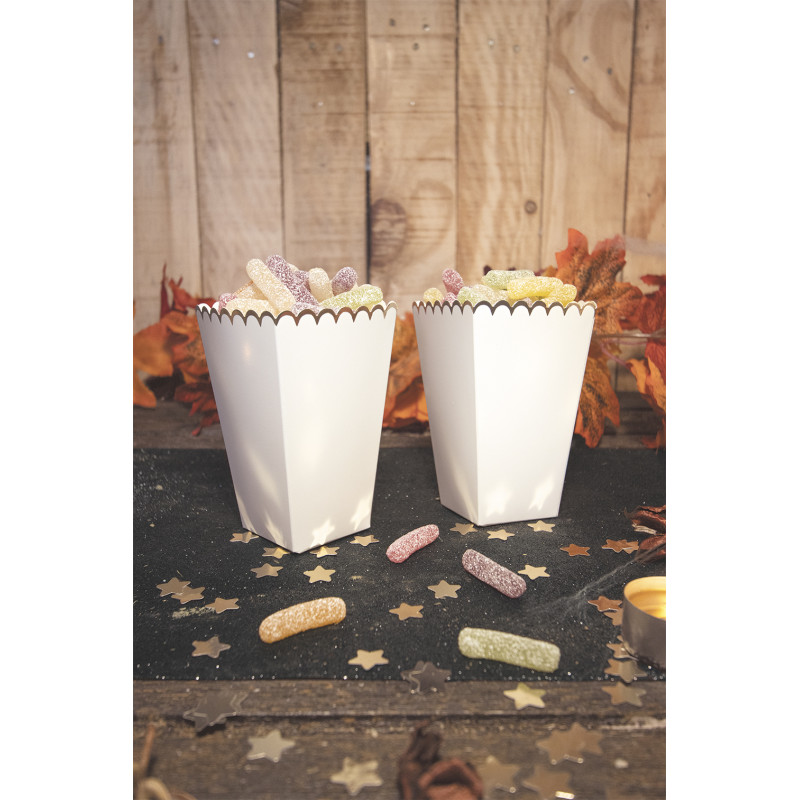BOITES A POP-CORN BLANC ET OR X 8